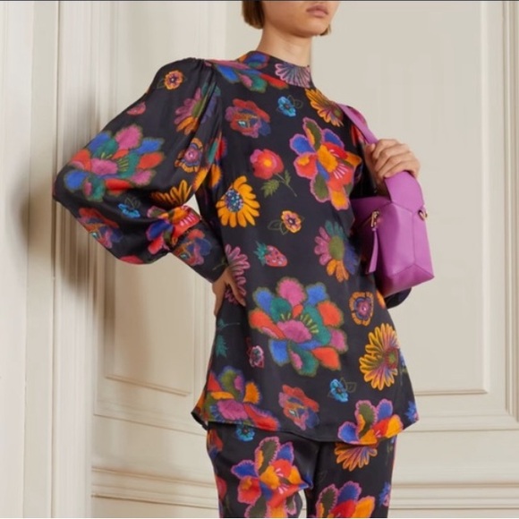 FARM Rio | Tops | Farm Rio Lilys Garden Floral Mock Neck Long Sleeve ...